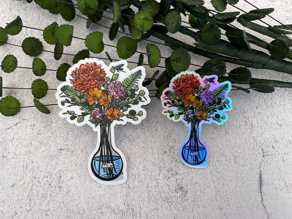Red Science Bouquet Vinyl Sticker